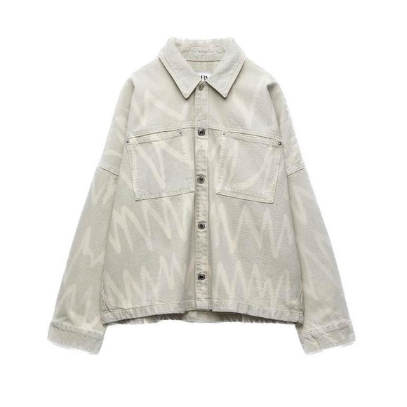 Jackets & Coats | Zara Graffiti Zigzag Line Print Pattern Oversized ...